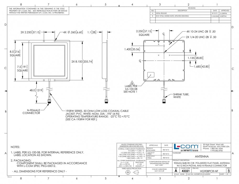 L-com HG908PCR-NF technical document page