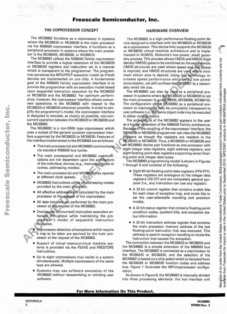 MC68882 technical document page 2