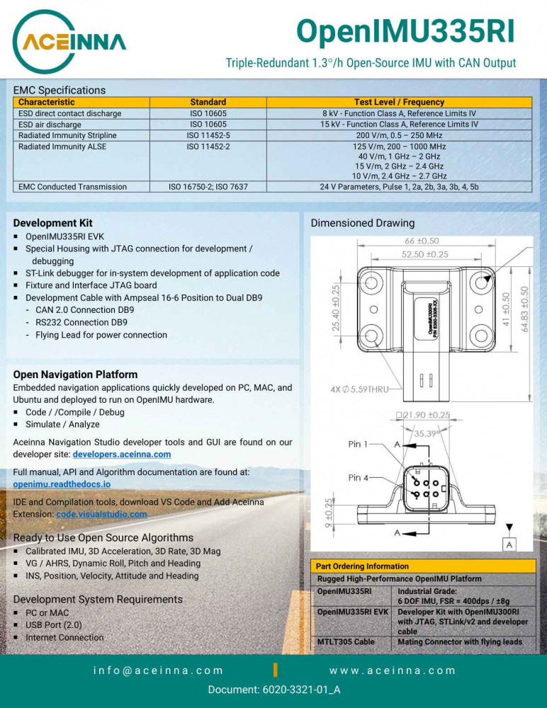 OpenIMU335RI technical document page 4