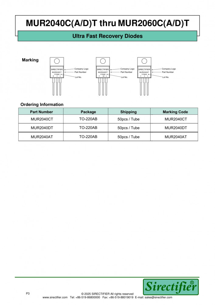 MUR2040AT datasheet page 3
