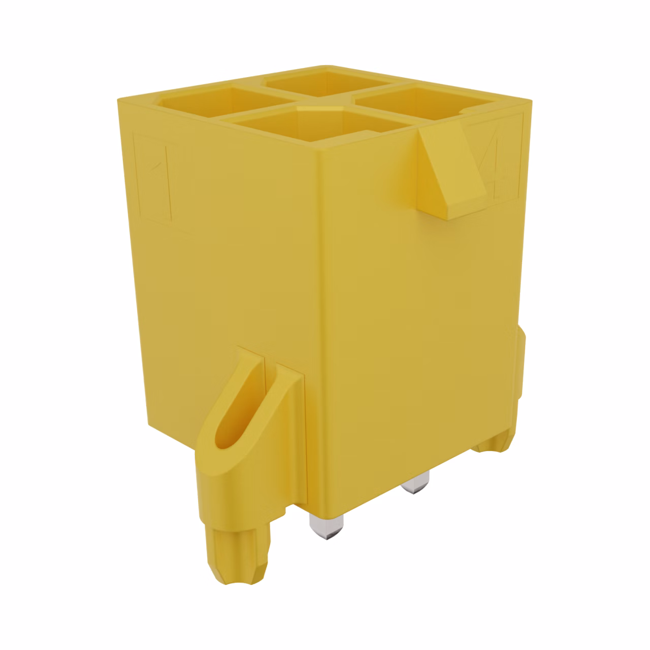 Mega-Fit ColorLock Vertical Header with Crush Pegs, 5.70mm Pitch, Through Hole, Dual Row, 4 Circuits, Matte Tin (Sn) Plating, 3.73mm Tail Length, Glow-Wire Capable, Tray, Yellow for sale