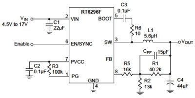 RT6296B - 2A, 17V Current Mode Synchronous Step-Down Converter