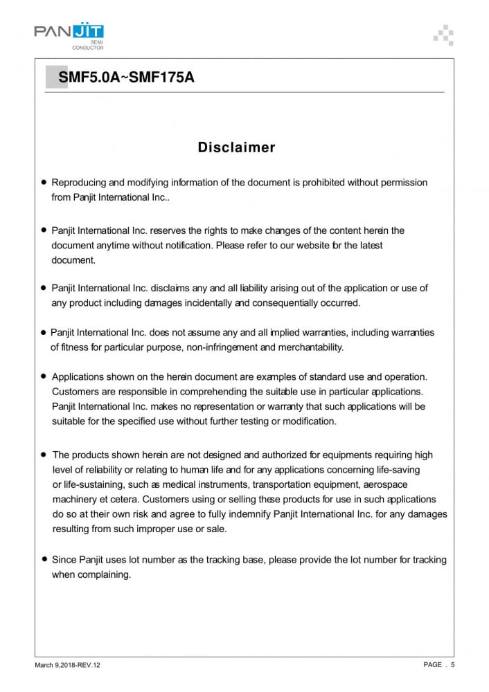 PANJIT SMF series datasheet page 5