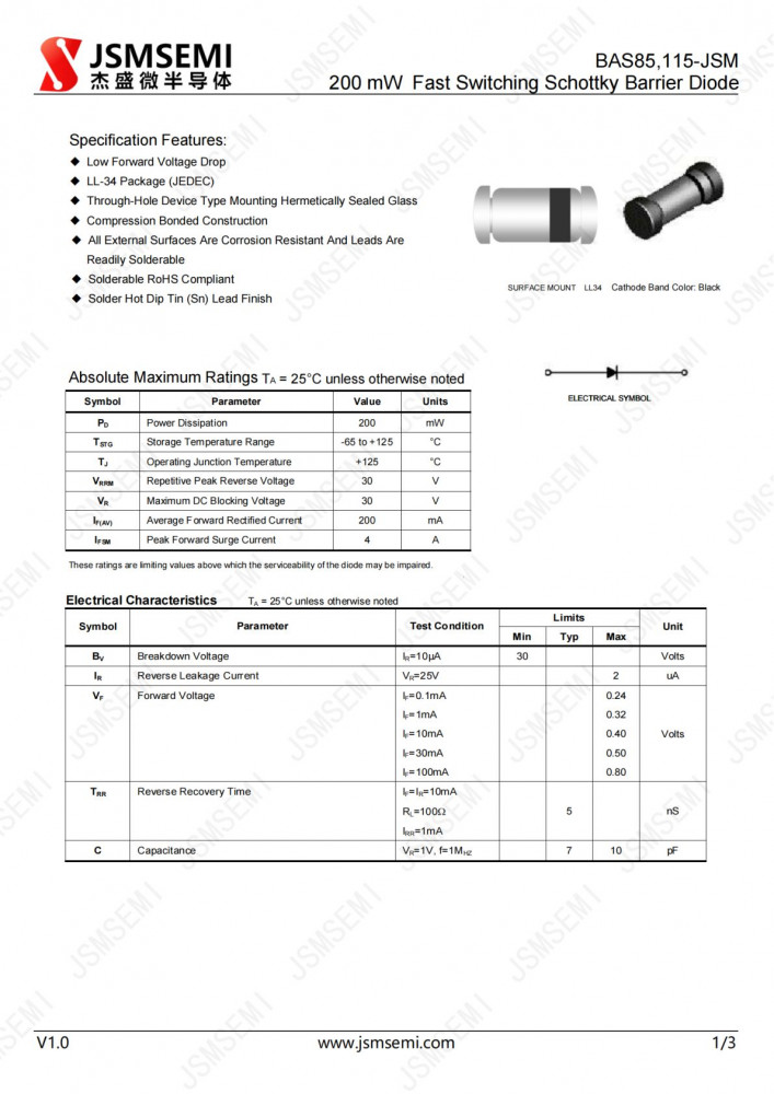 BAS85,115-JSM datasheet page 1
