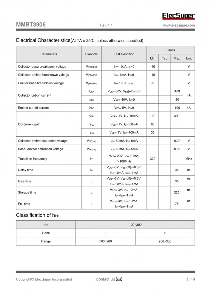 MMBT3906 datasheet page 2