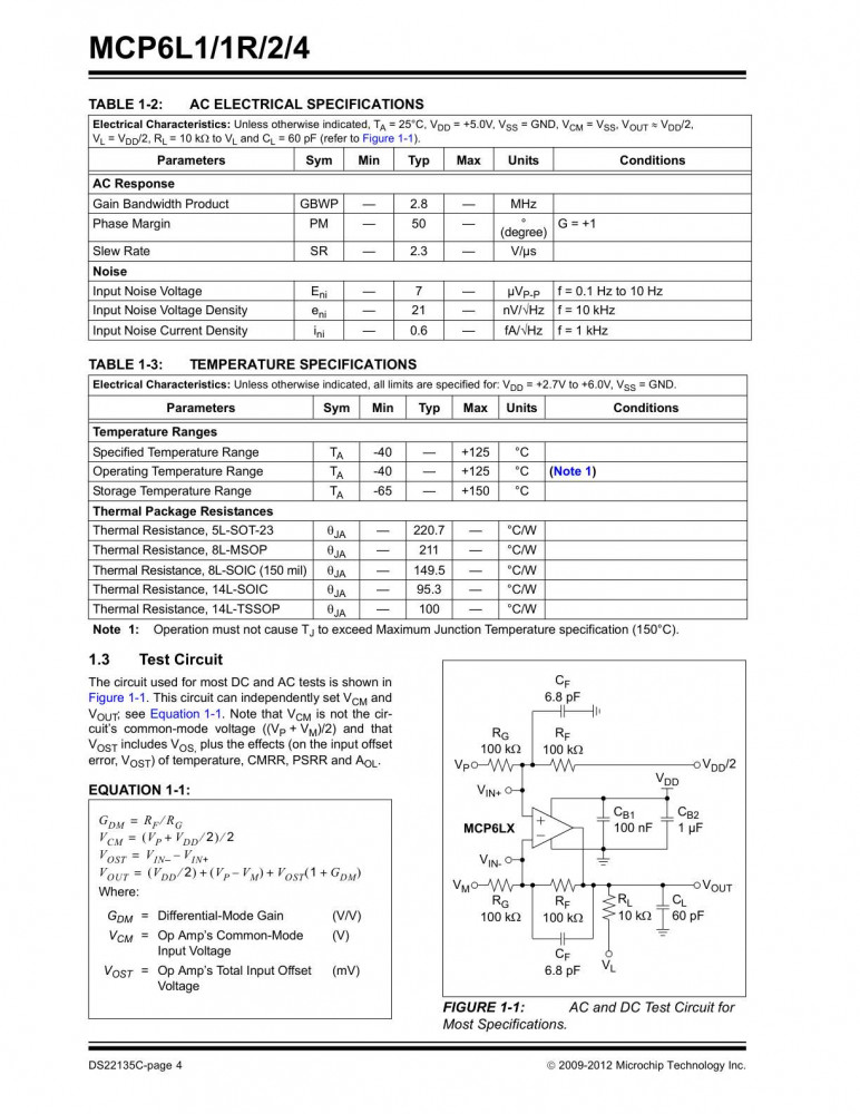 MCP6L2 datasheet page 4