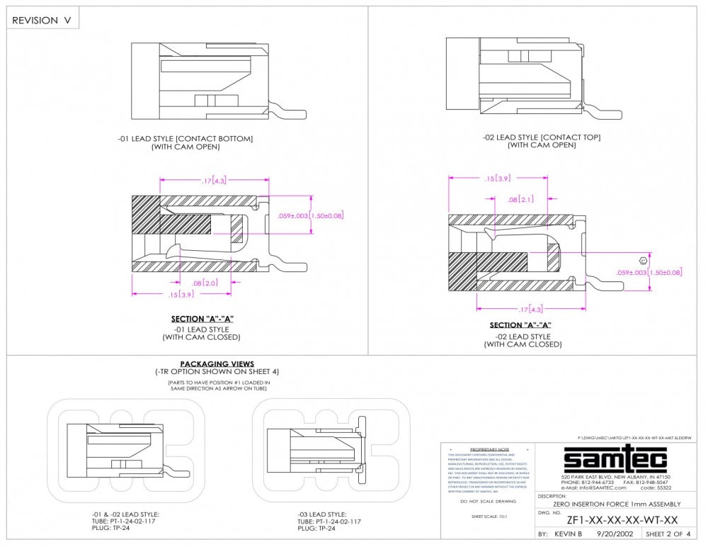 Samtec ZF1 drawing page 2