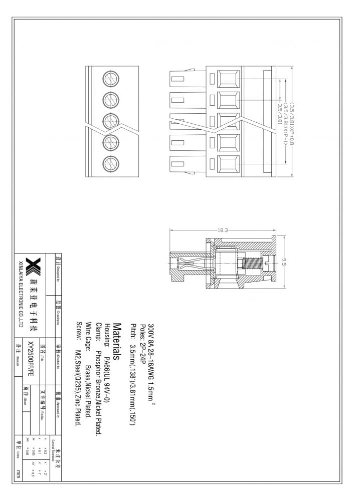 XY2500F-F-3.5-2P technical drawing page 1