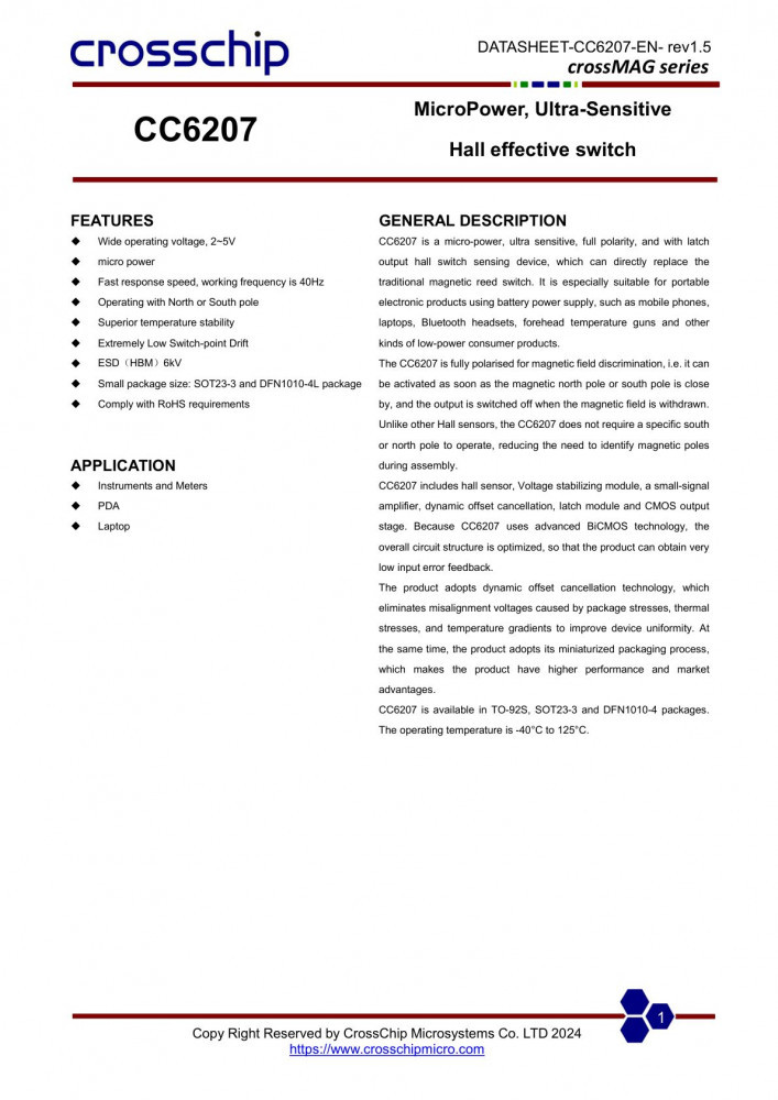 CC6207ST datasheet page 1