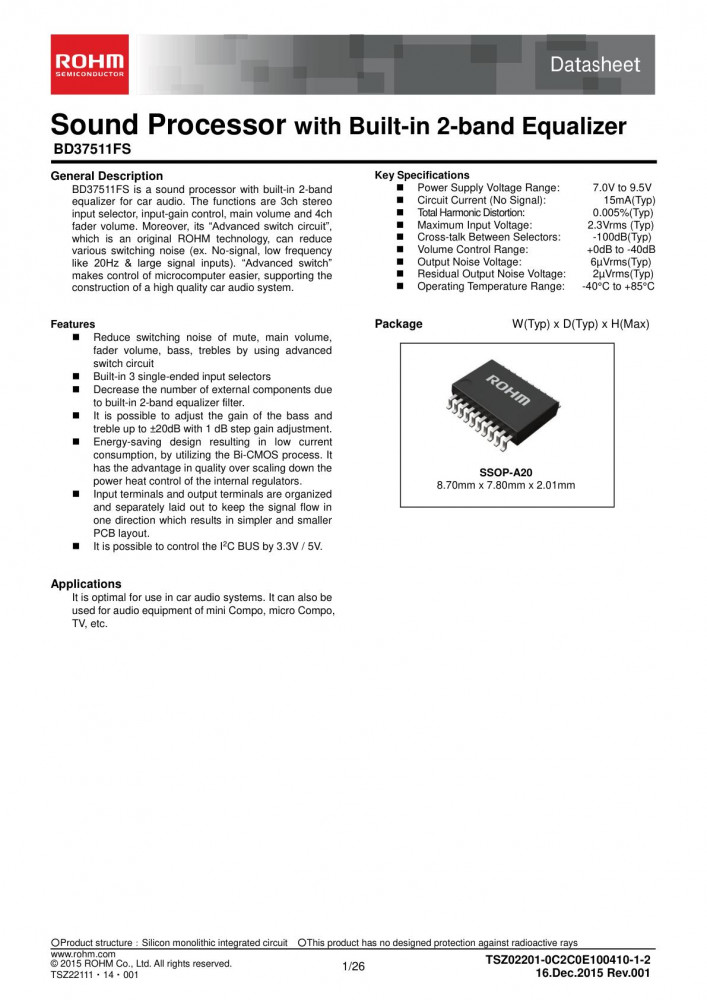 BD37511FS-E2 datasheet page 1