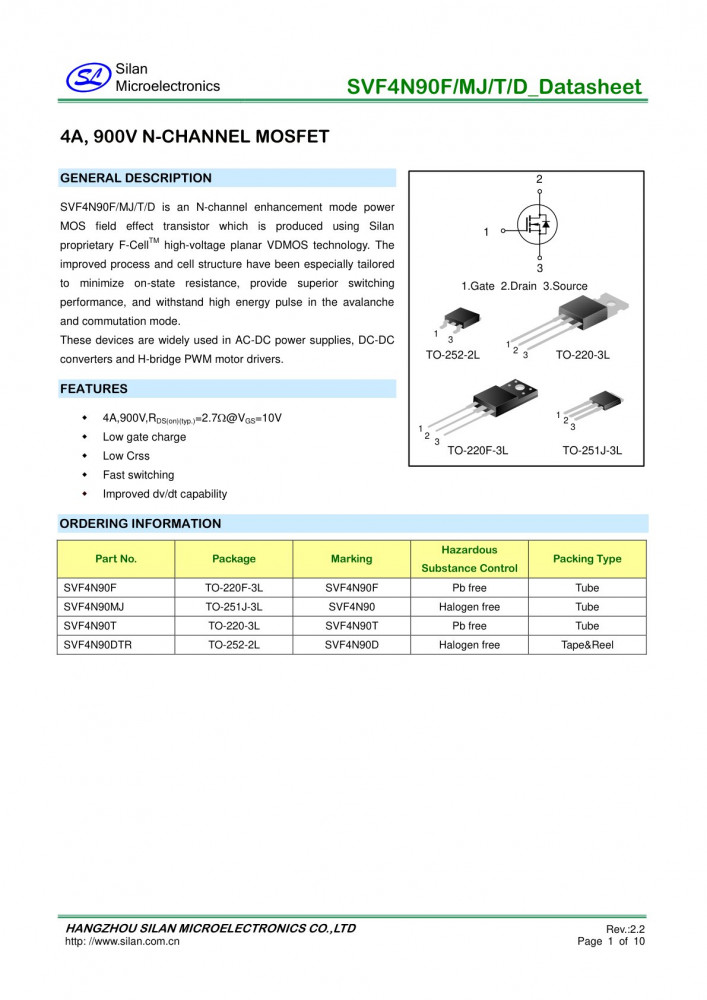 SVF4N90F datasheet page 1
