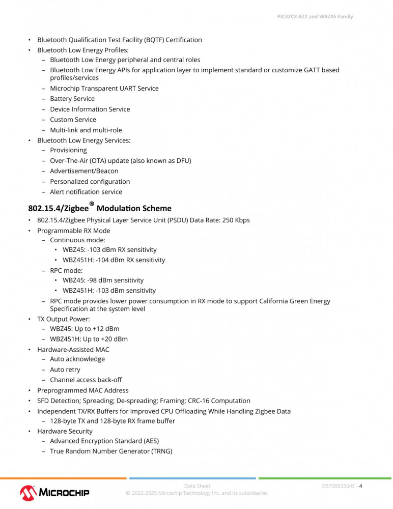 PIC32CX-BZ2 documentation preview, page 4