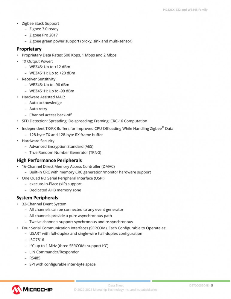 PIC32CX-BZ2 documentation preview, page 5