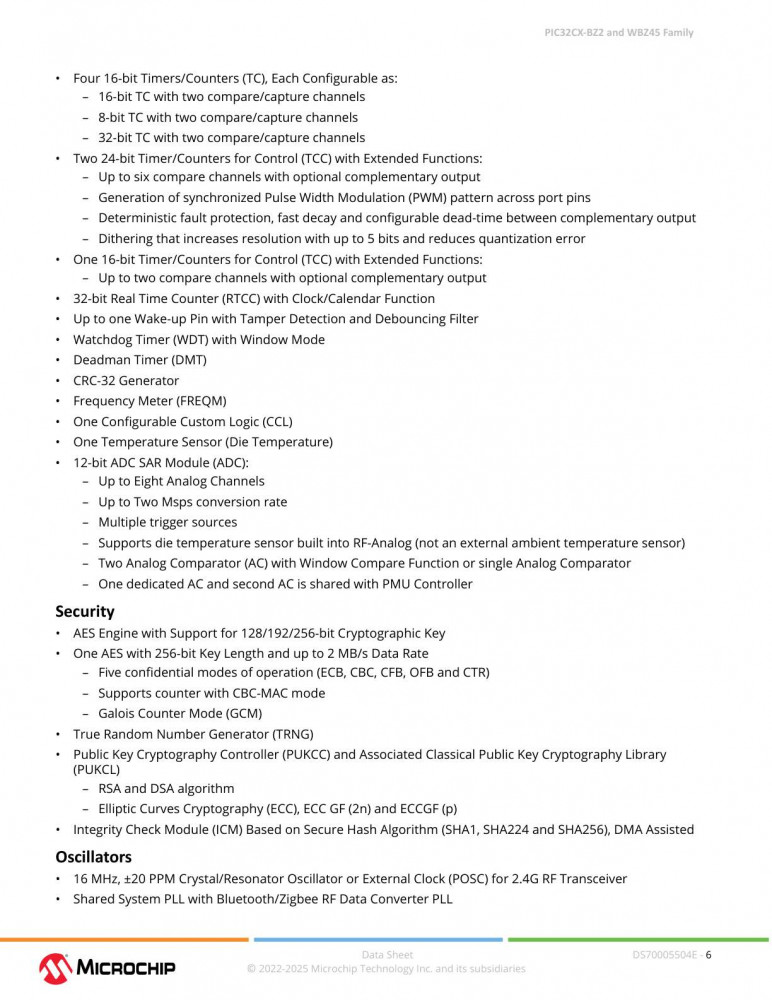 PIC32CX-BZ2 documentation preview, page 6