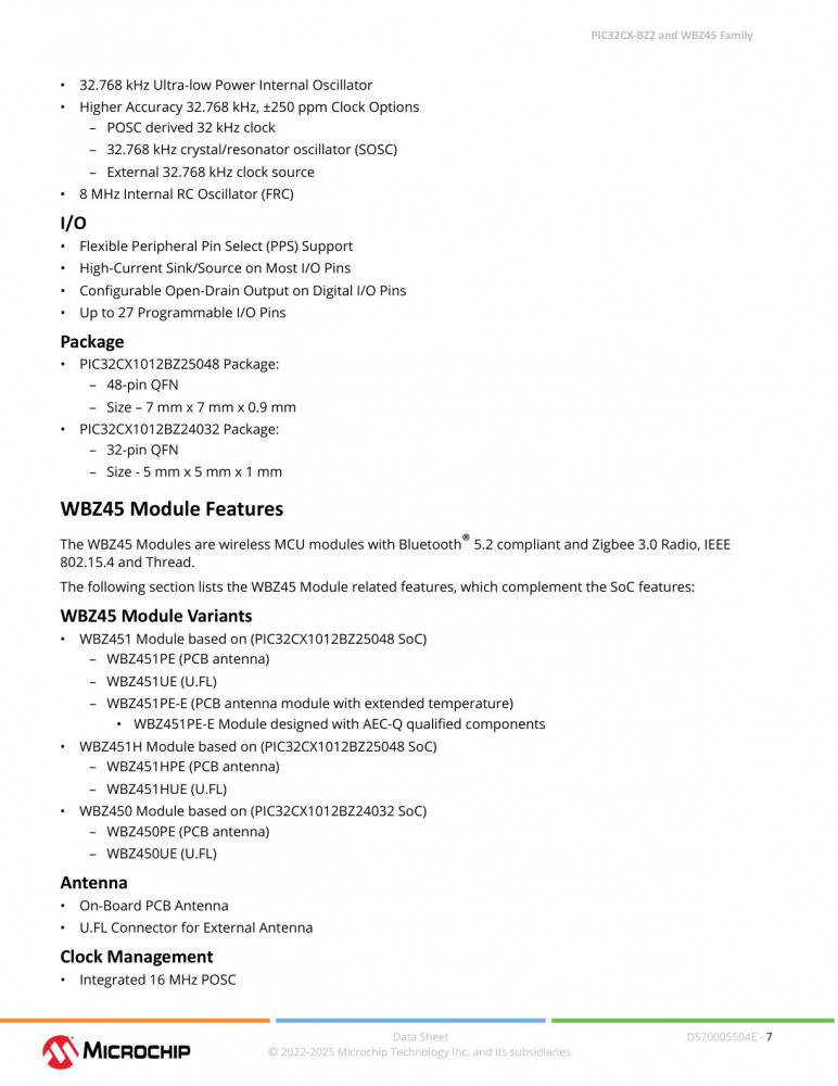 PIC32CX-BZ2 documentation preview, page 7