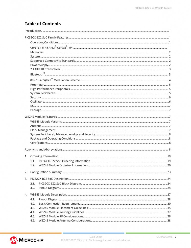 PIC32CX-BZ2 documentation preview, page 9
