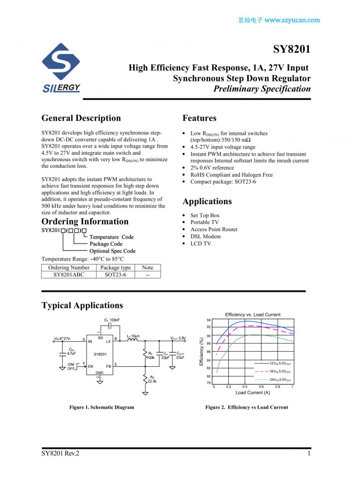SY8201ABC datasheet page 1