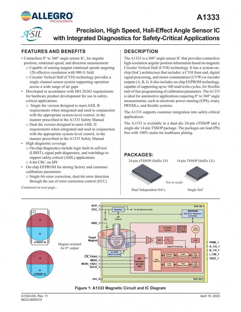 A1333 datasheet page 1