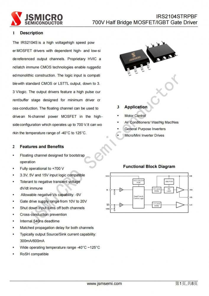 IRS2104STRPBF-JSM datasheet page 1