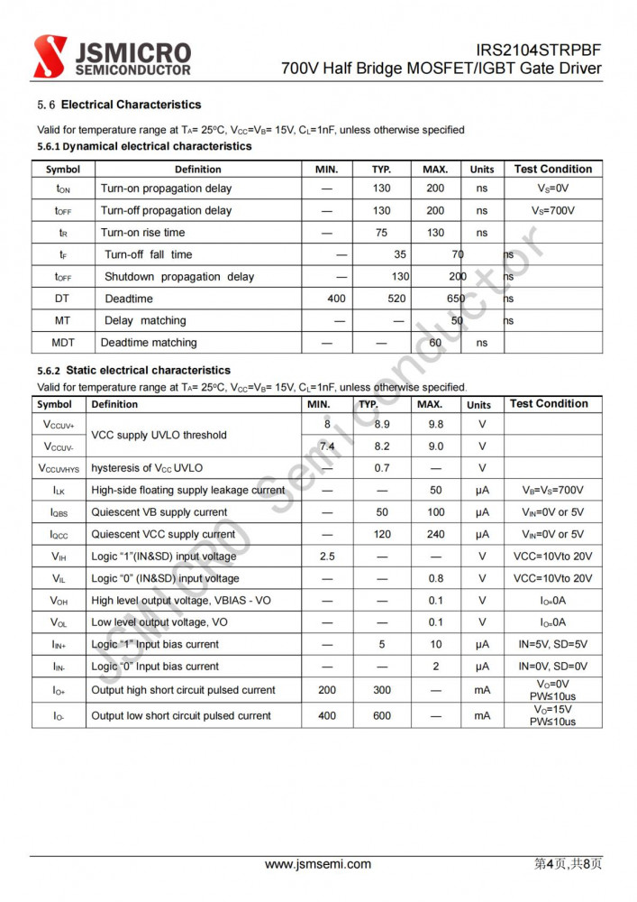 IRS2104STRPBF-JSM datasheet page 4