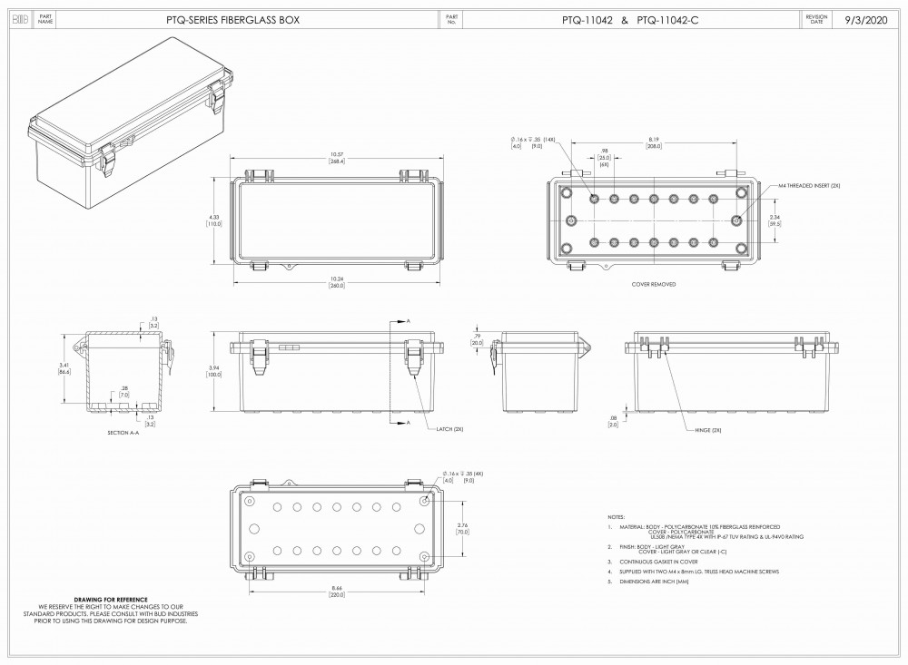 PTQ-11042 product technical drawing