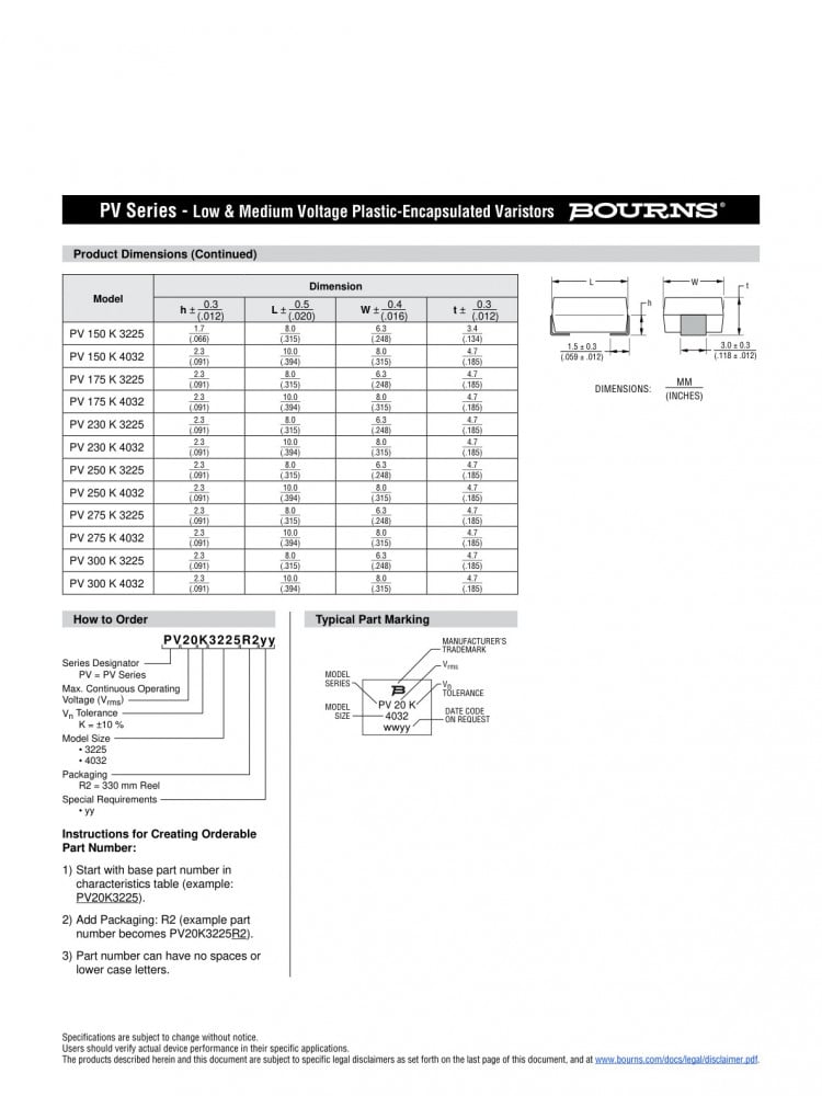 BOURNS PV Series datasheet page 4