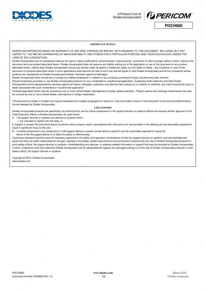 PI3CH800ZHEX datasheet page 10