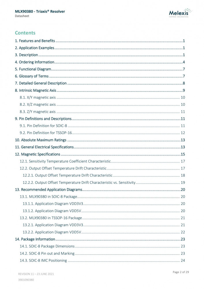 MLX90380 datasheet page 2