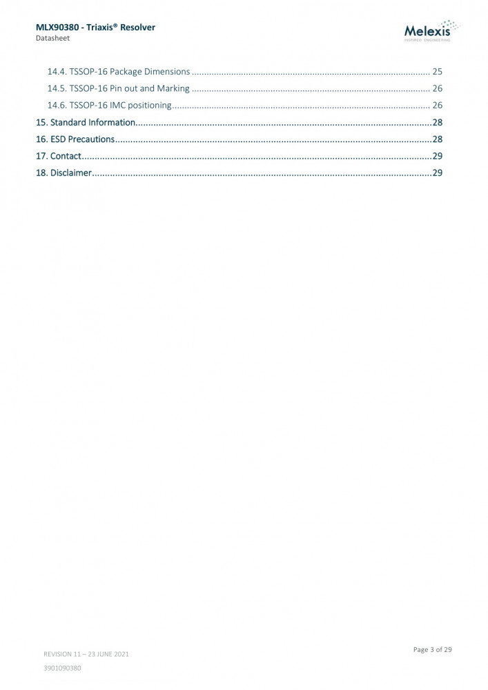 MLX90380 datasheet page 3