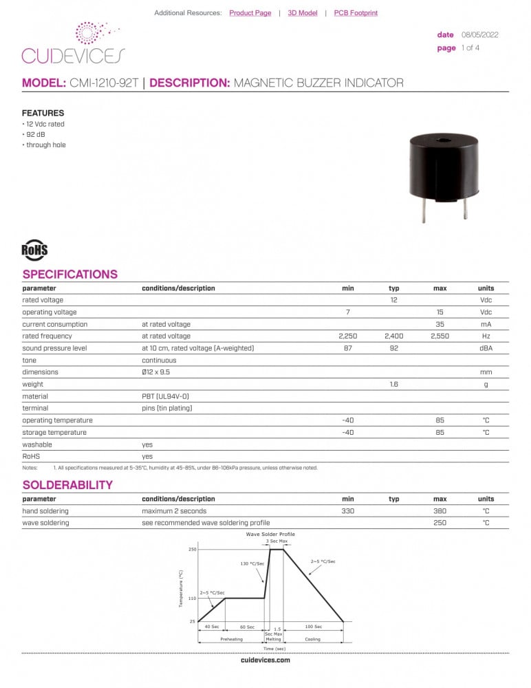CMI-1210-92T datasheet page 1