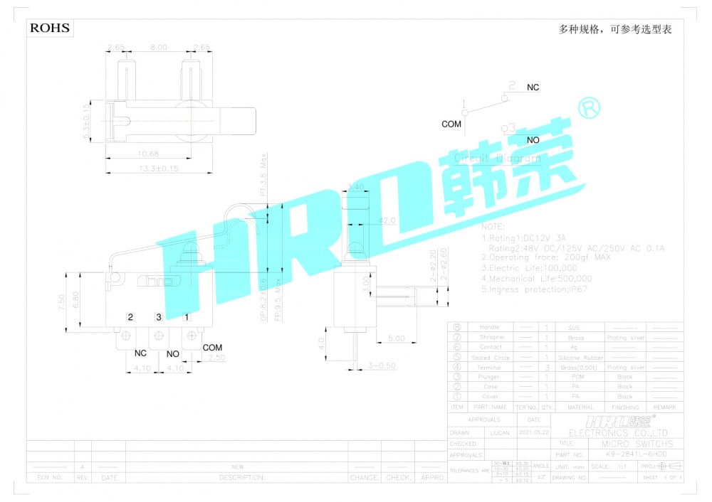 K9-2841L-6HDD technical drawing page 1