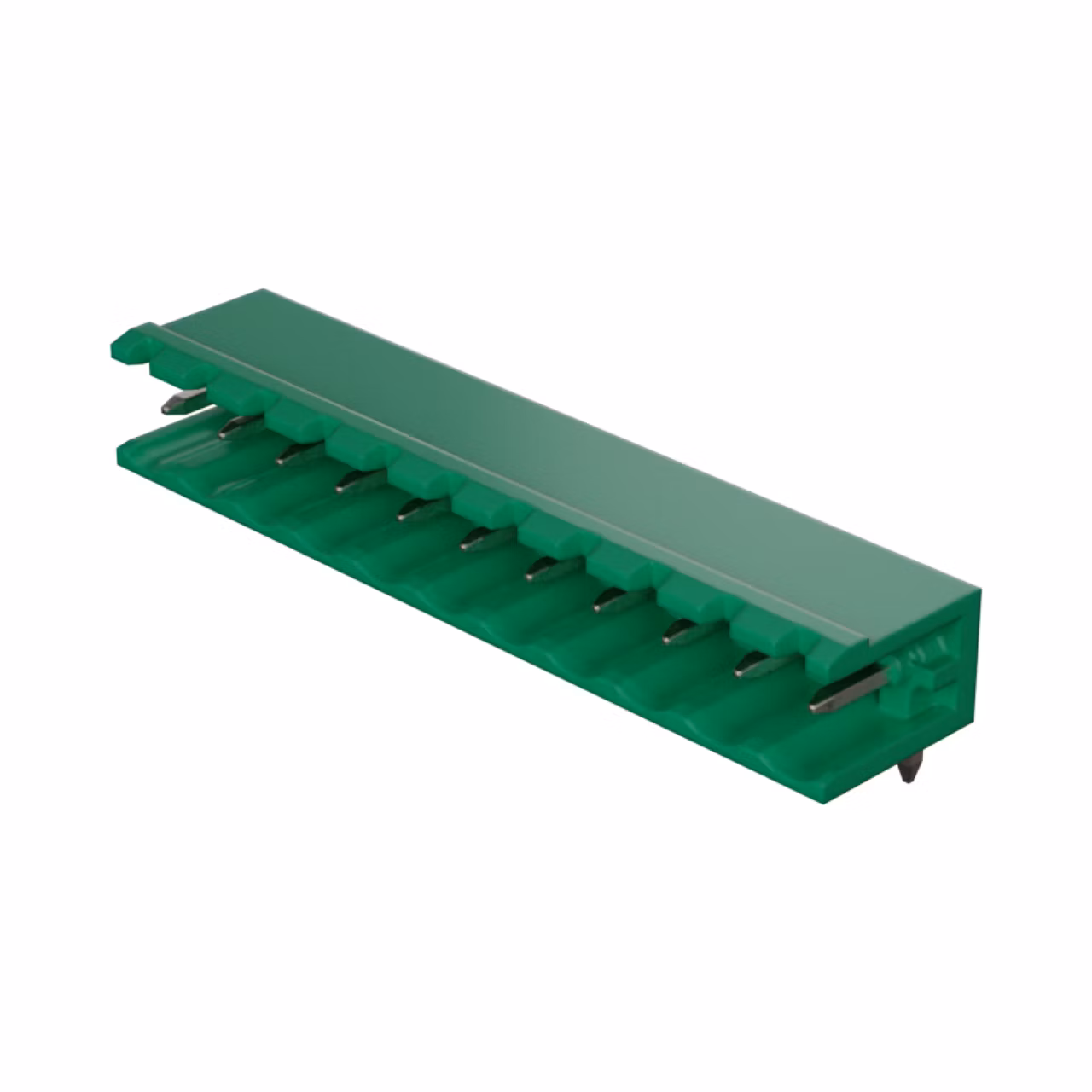 5.08mm Pitch Eurostyle Right-Angle PCB Header, Open Ends, Green Housing, 11 Circuits for sale