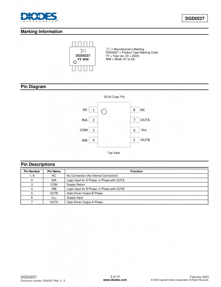 DGD0227S8-13 datasheet page 2