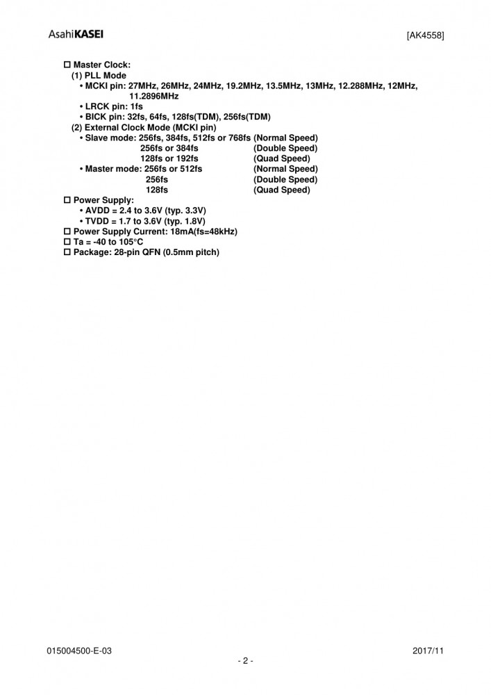 AK4558EN datasheet page 2