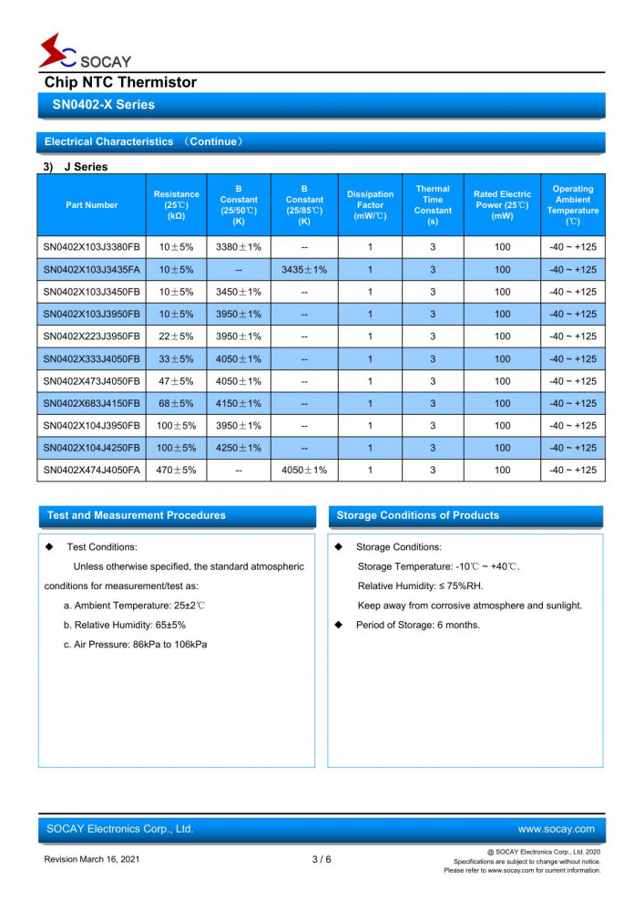 SOCAY SN0402-X series document page 3