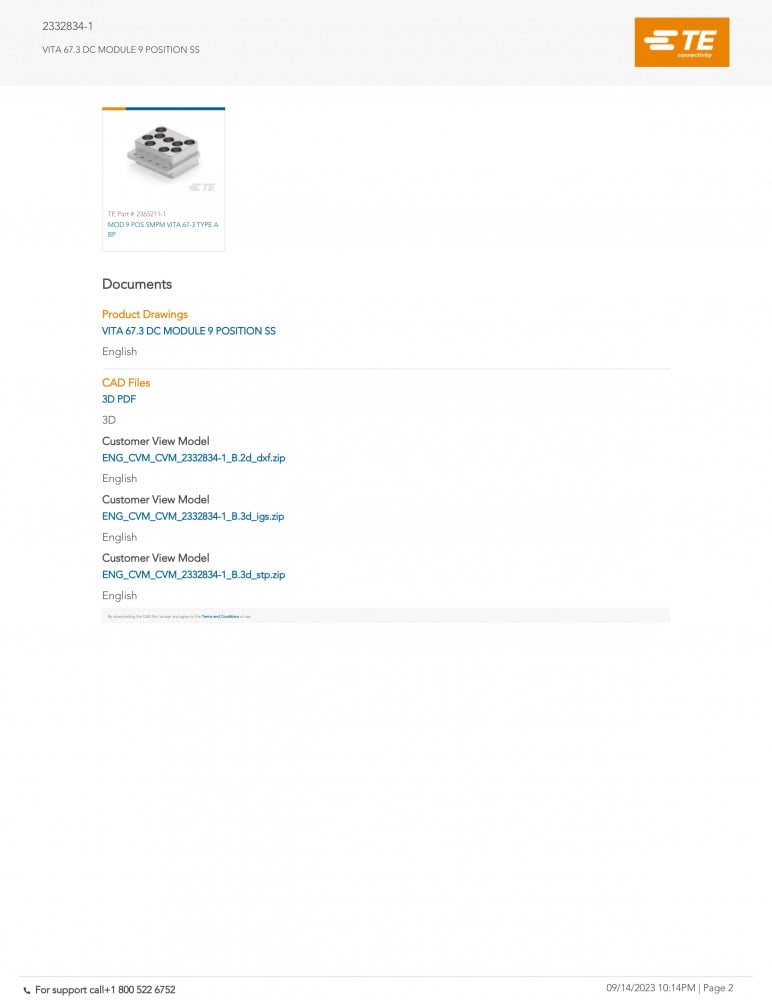 TE Connectivity 2332834-1 technical document page 2