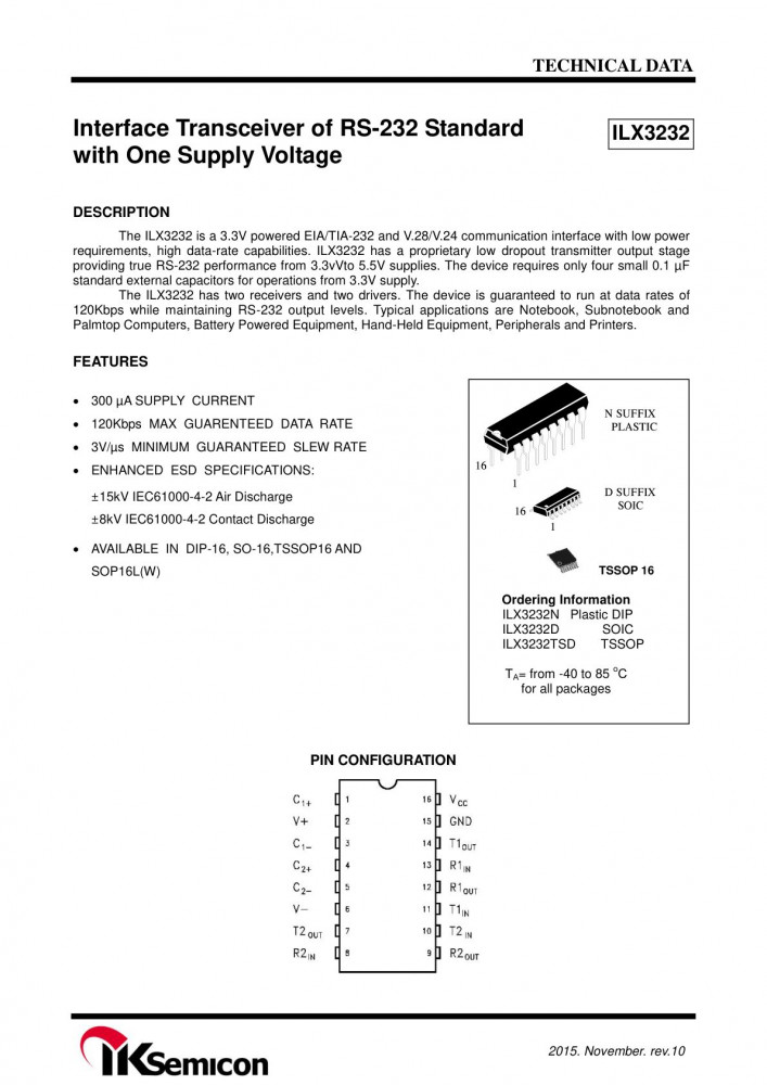 ILX3232TSDT datasheet page 1