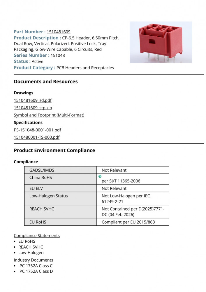 CP 6.5 mm connector specification page 1