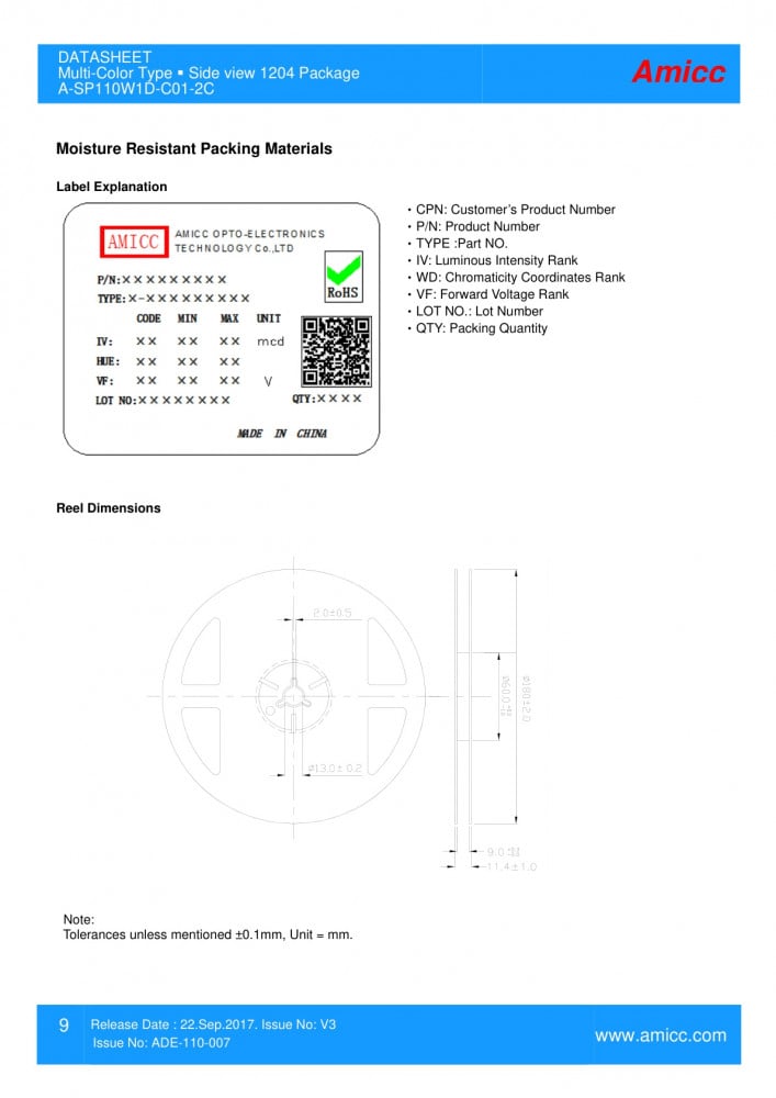 A-SP110W1D-C01-2C datasheet page 9