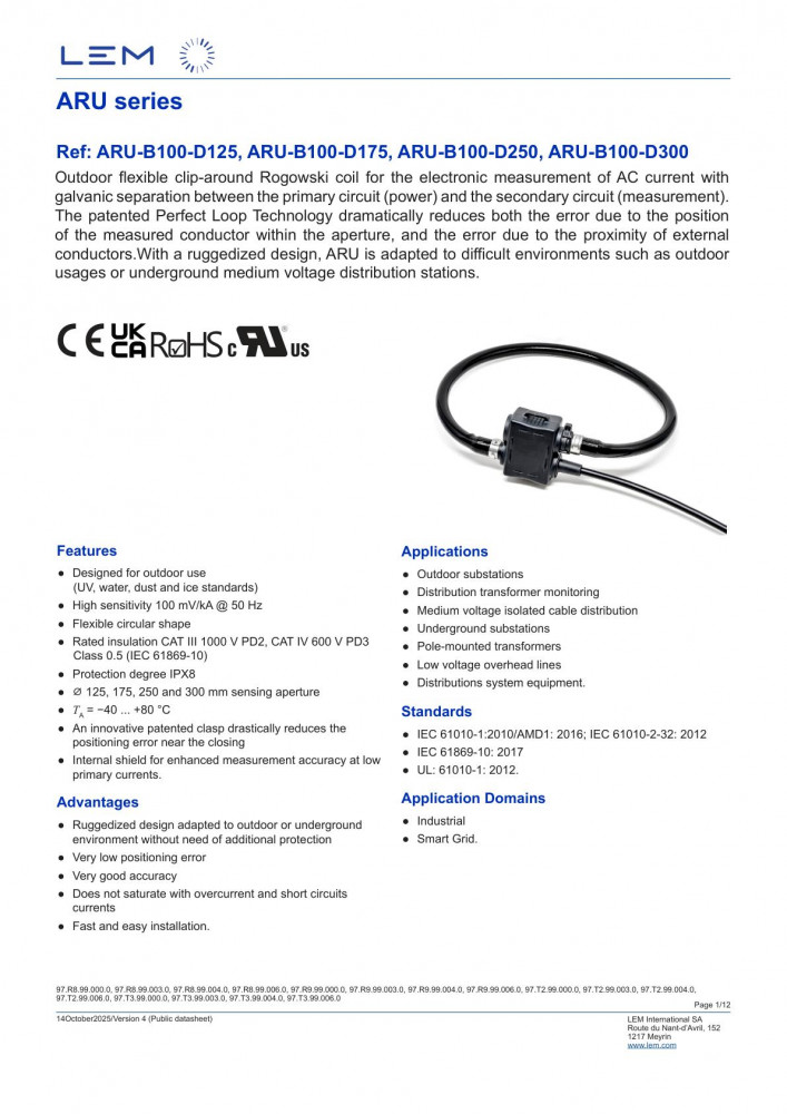 ARU series datasheet page 1