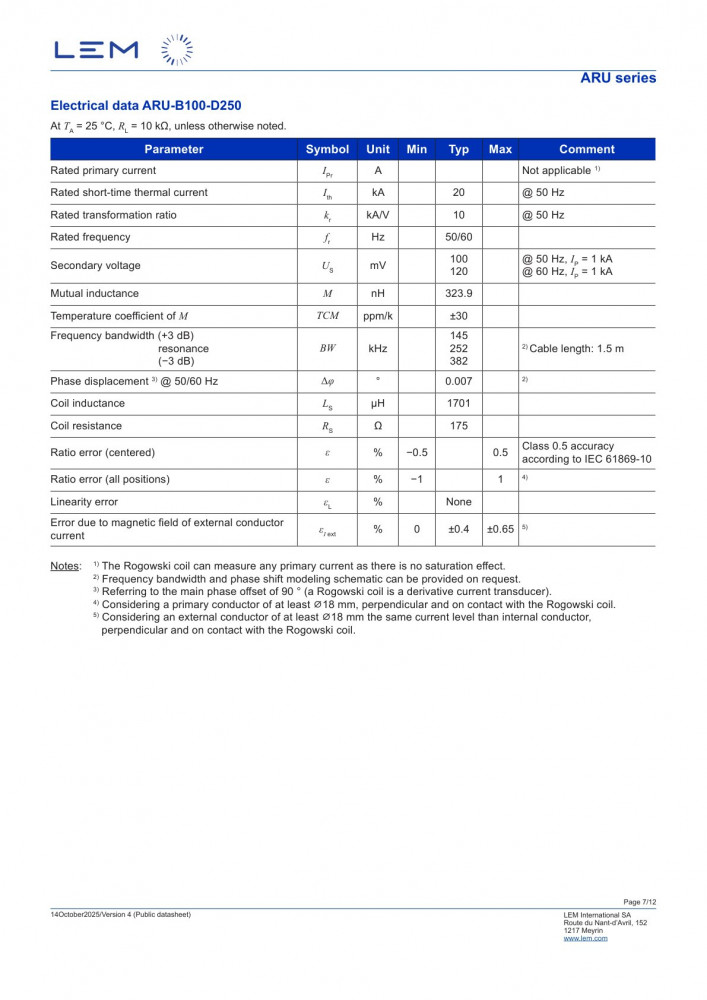 ARU series datasheet page 7