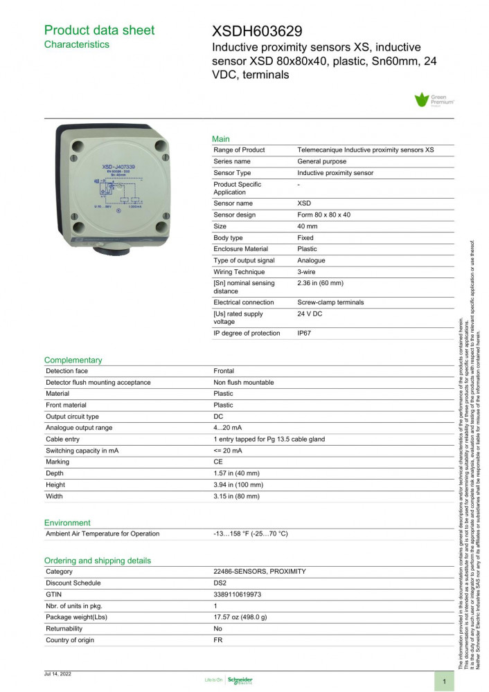 XSDH603629 technical document page 1