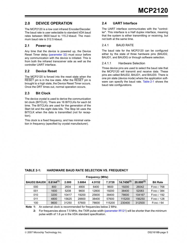 MCP2120 datasheet page 5