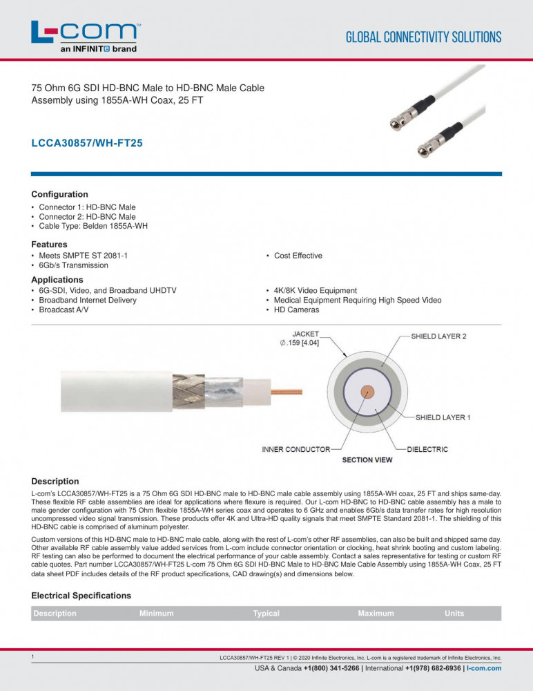 LCCA30857/WH-FT25 datasheet page 1