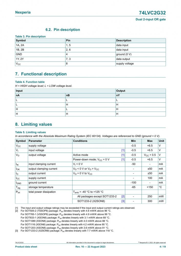 74LVC2G32DC datasheet page 4