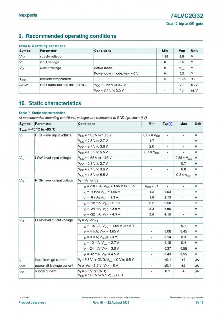 74LVC2G32DC datasheet page 5