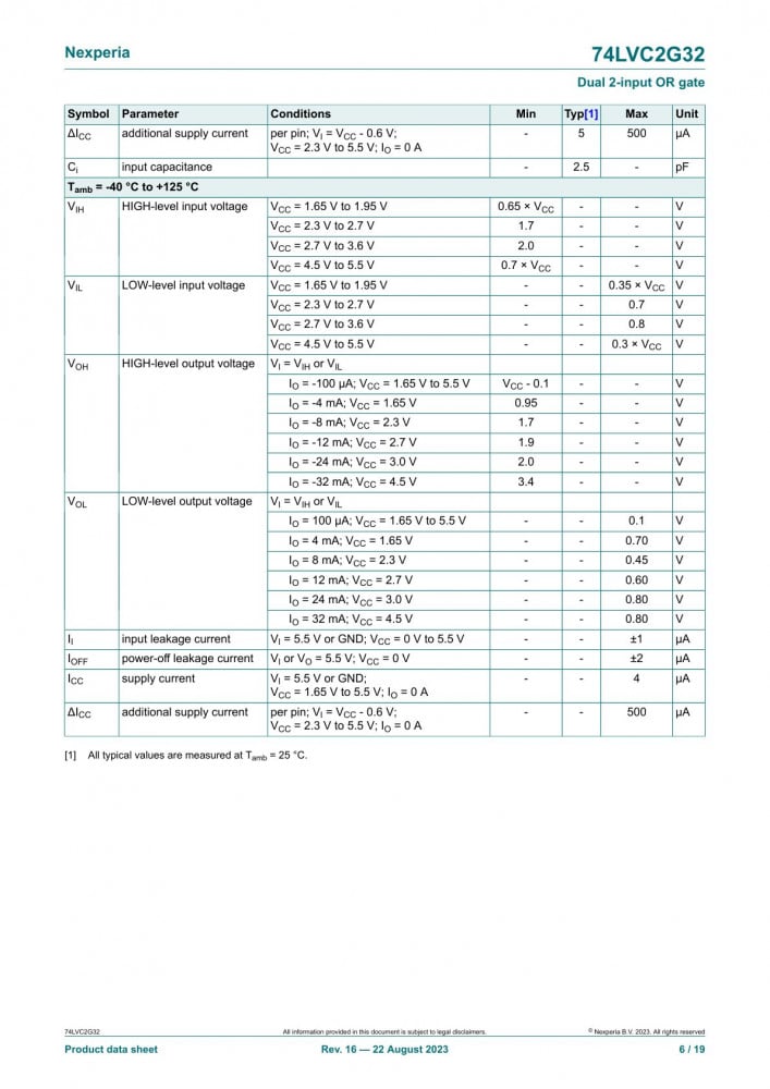 74LVC2G32DC datasheet page 6