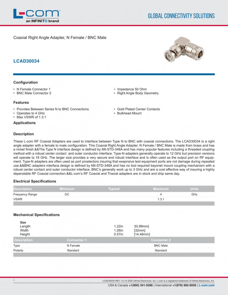 LCAD30034 product specification page 1