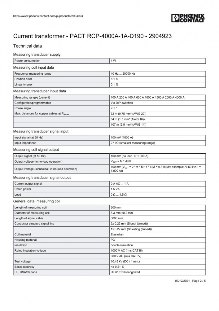 Phoenix Contact 2904923 technical document page 2