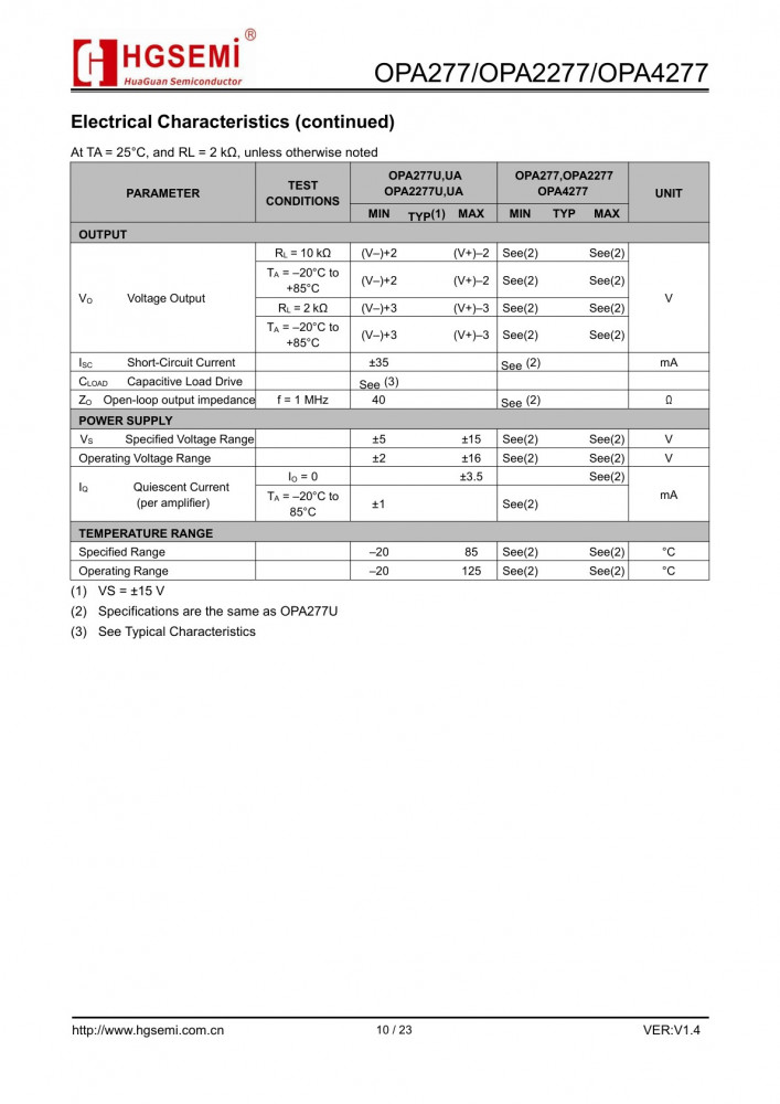 OPA277N technical document page 10